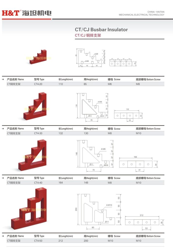 Red Low Voltage Electrical Busbar Support Standoff Insulator